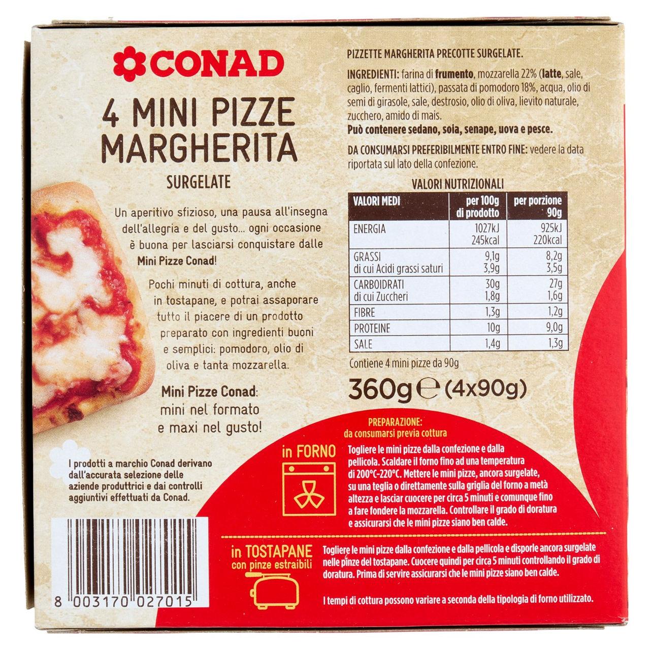 4 Mini Pizze Margherita Conad in vendita online | Conad