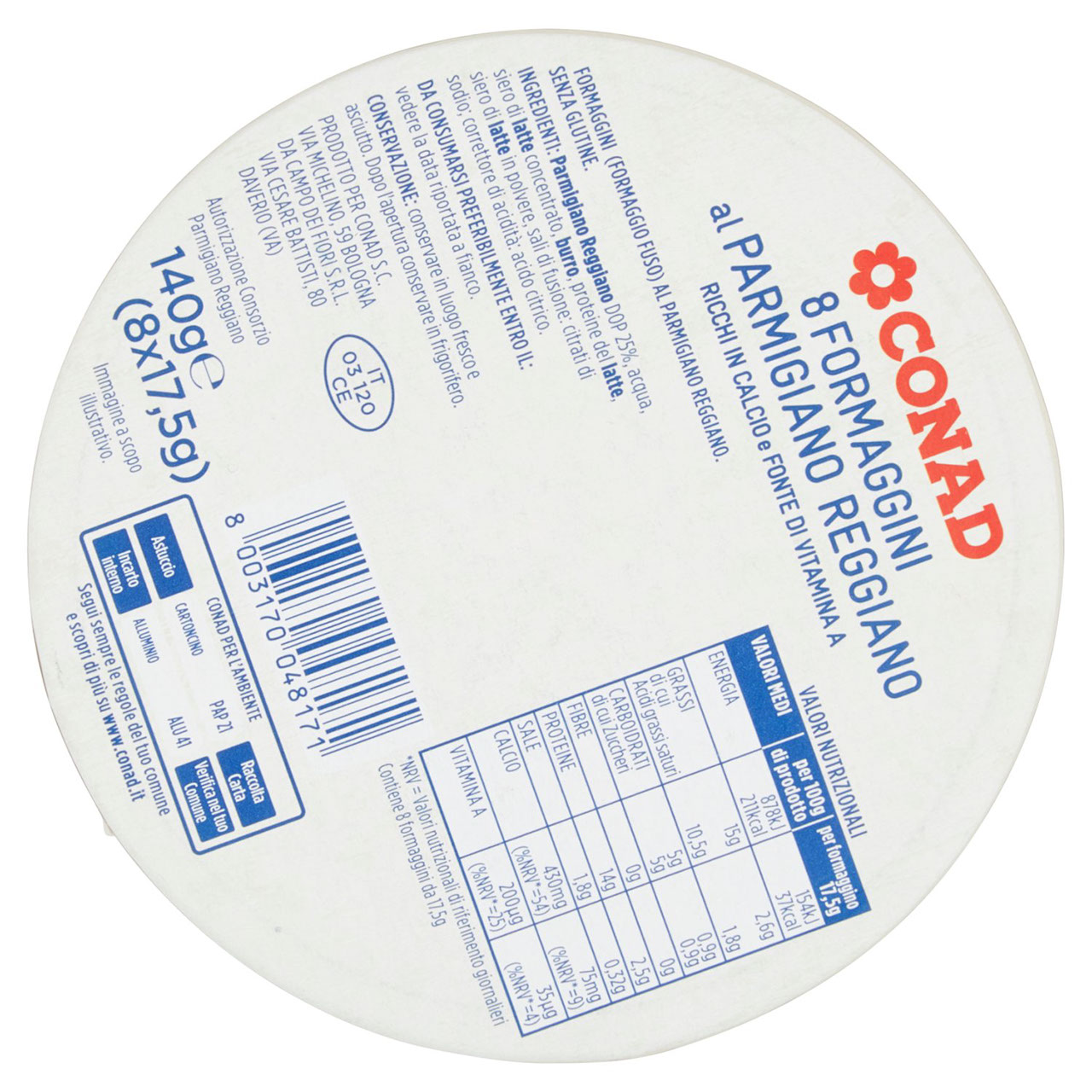 8 Formaggini al Parmigiano Reggiano 140 g Conad | Conad