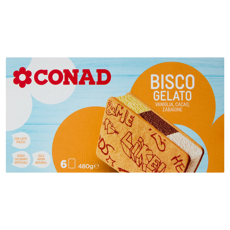 Bisco Gelato Vaniglia, Cacao, Zabaione 6 Pezzi | Conad