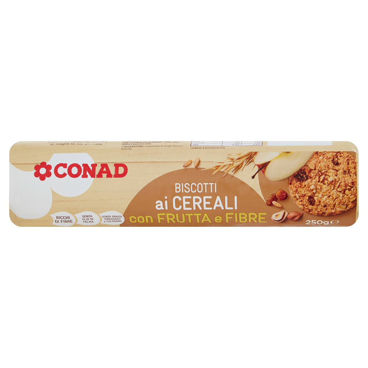 Biscotti ai cereali, frutta e fibre g 250 Conad | Conad
