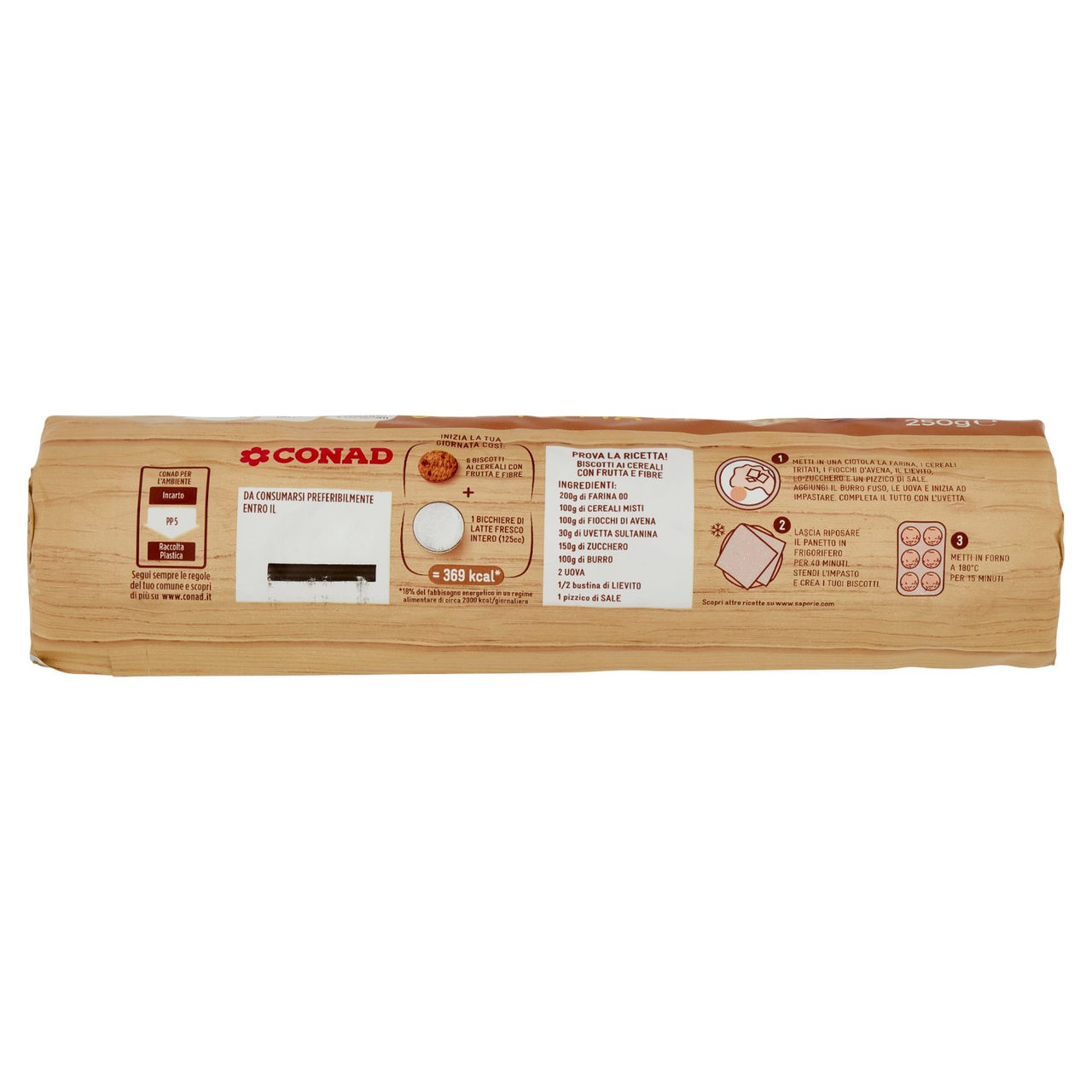 Biscotti ai cereali, frutta e fibre g 250 Conad | Conad