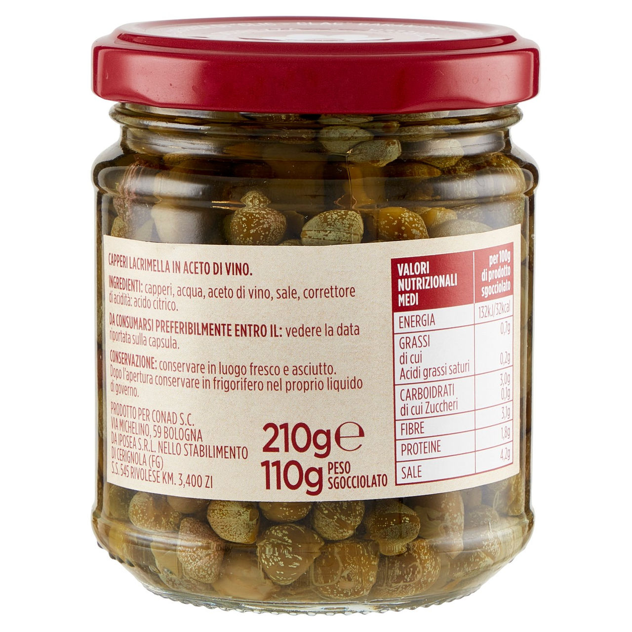 Capperi Lacrimella Sottaceto 210 g Conad online | Conad