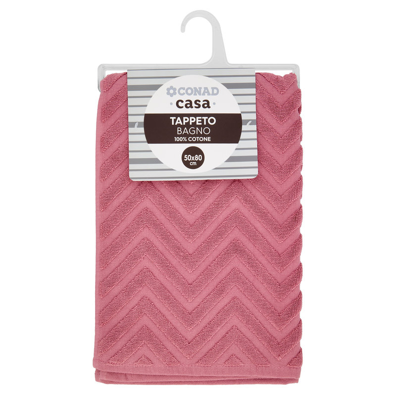 CONAD casa Tappeto Bagno 100% Cotone 50x80 cm Rosa Antico Jacquard | Conad