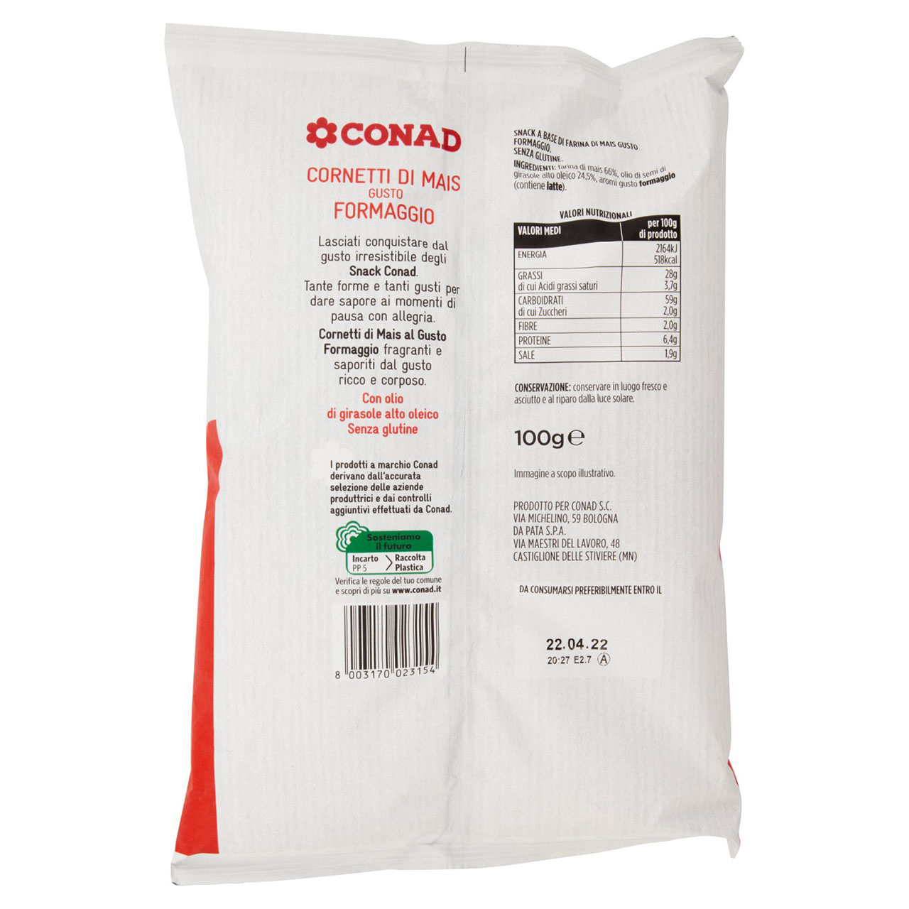 Cornetti di Mais Gusto Formaggio 100 g Conad | Conad