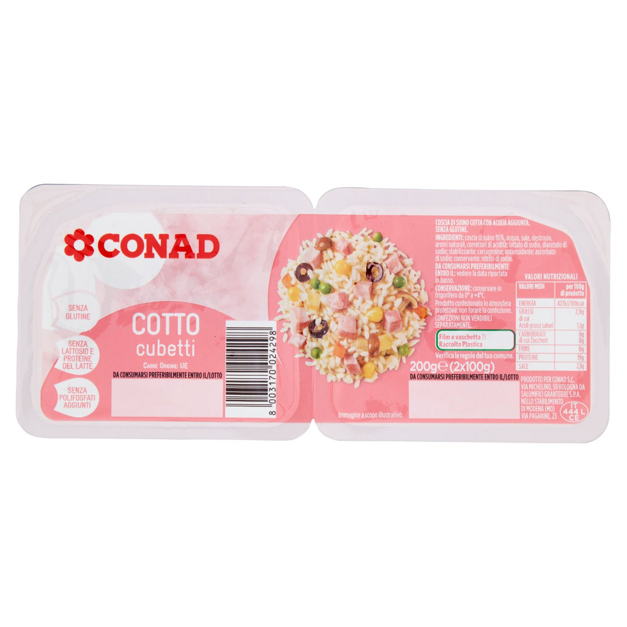 Cotto cubetti 2 x 100 g Conad in vendita online | Conad