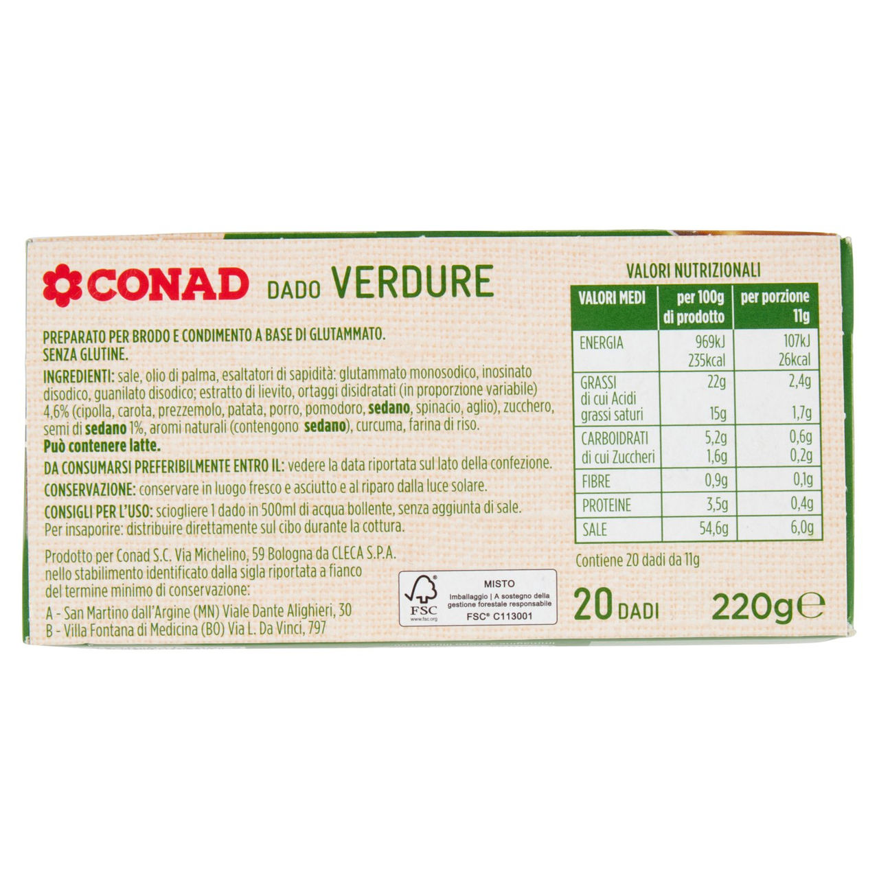 Dadi Vegetali 220 g Conad in vendita online | Conad