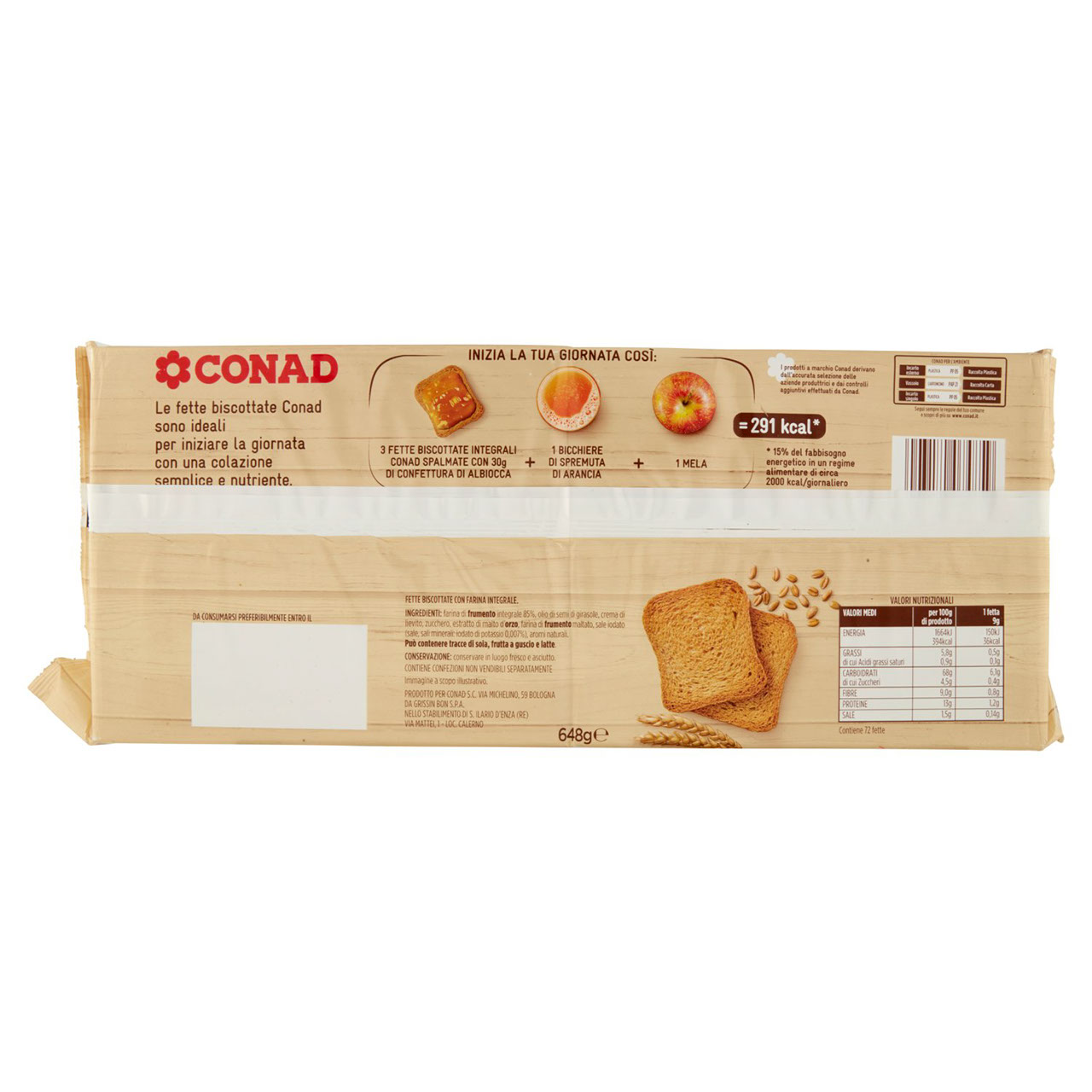 Fette Biscottate Integrali 648 g Conad | Conad