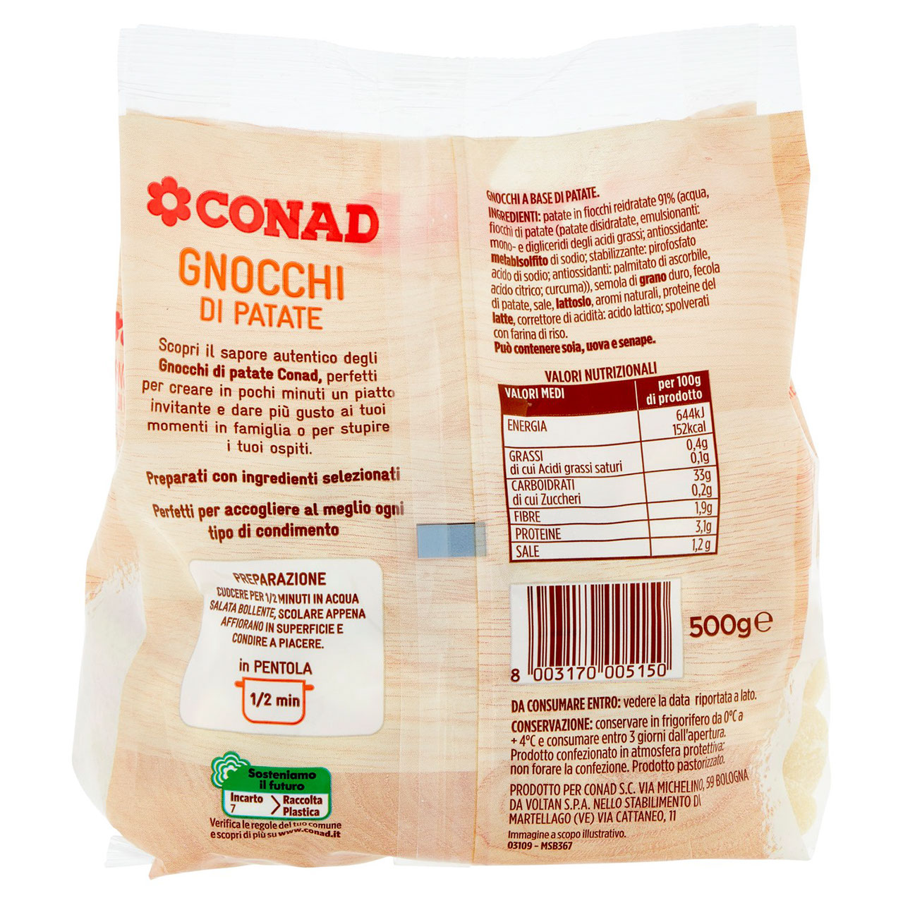 Gnocchi di Patate 500 g Conad in vendita online | Conad