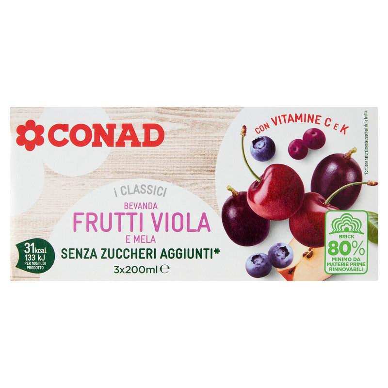 Bevanda Frutti Viola e Mela 3 x 200 ml Conad online | Conad