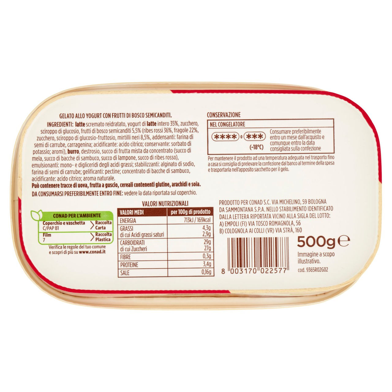 Gelato Yogurt e Frutti di Bosco 500g Conad online | Conad