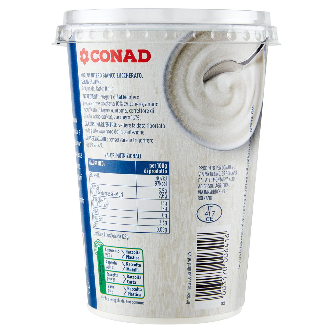 Yogurt Dolce Intero 500 g I Cremosi Bianco Conad | Conad