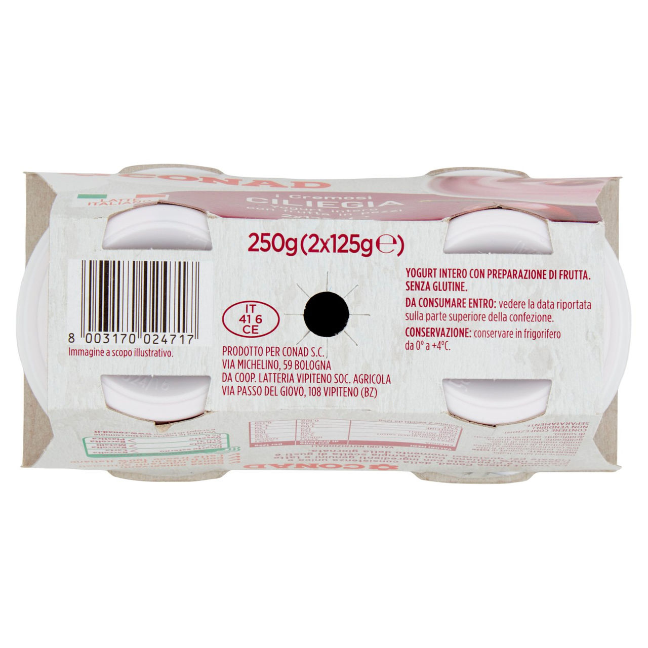 Yogurt intero Ciliegia 2x125 g Conad | Conad
