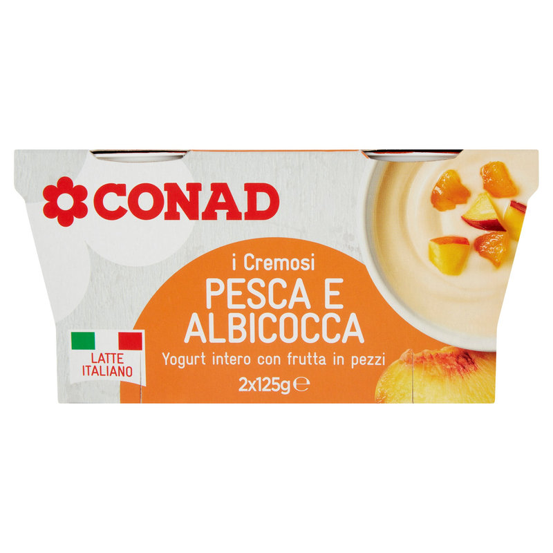 Yogurt intero Pesca e Albicocca a pezzi Conad | Conad