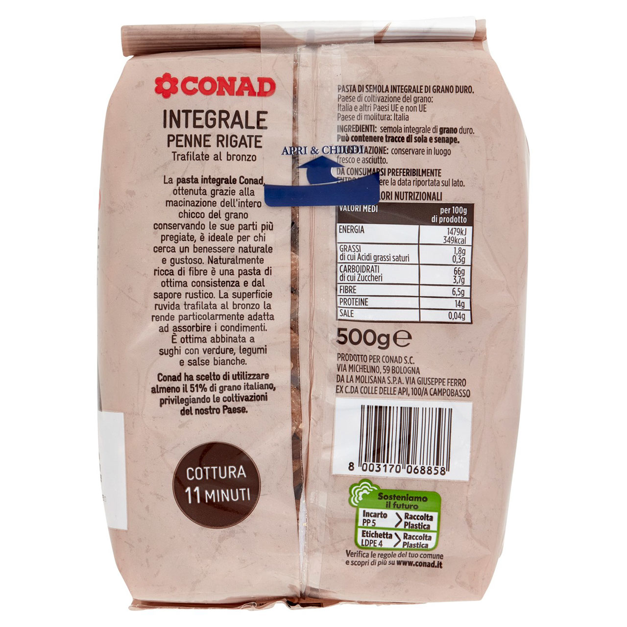 Penne Rigate Integrali 500 g Conad | Conad