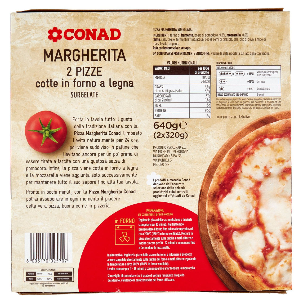 Pizza Surgelata Margherita 640 g Conad online | Conad