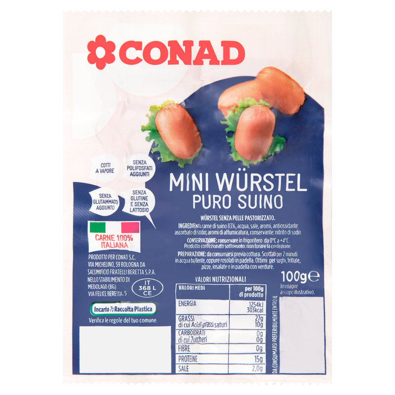 Mini Würstel Puro Suino 100 g Conad online | Conad