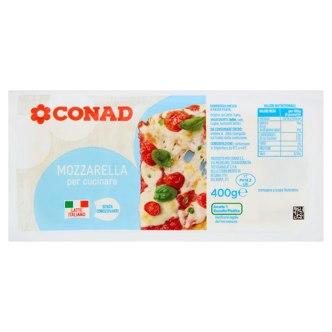 Mozzarella per cucinare 400g Conad vendita online | Conad