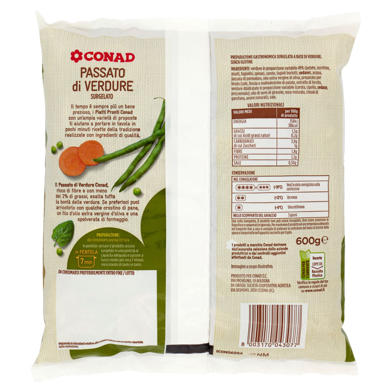 Passato di Verdure Surgelato 600 g Conad | Conad