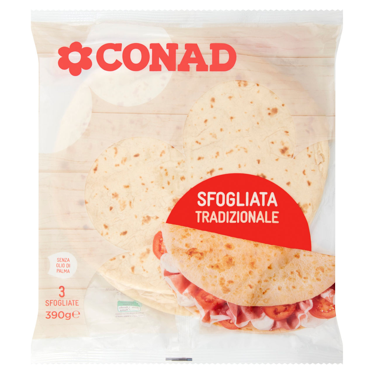 Piadina Sfogliata Tradizionale 3 x 130 g Conad | Conad