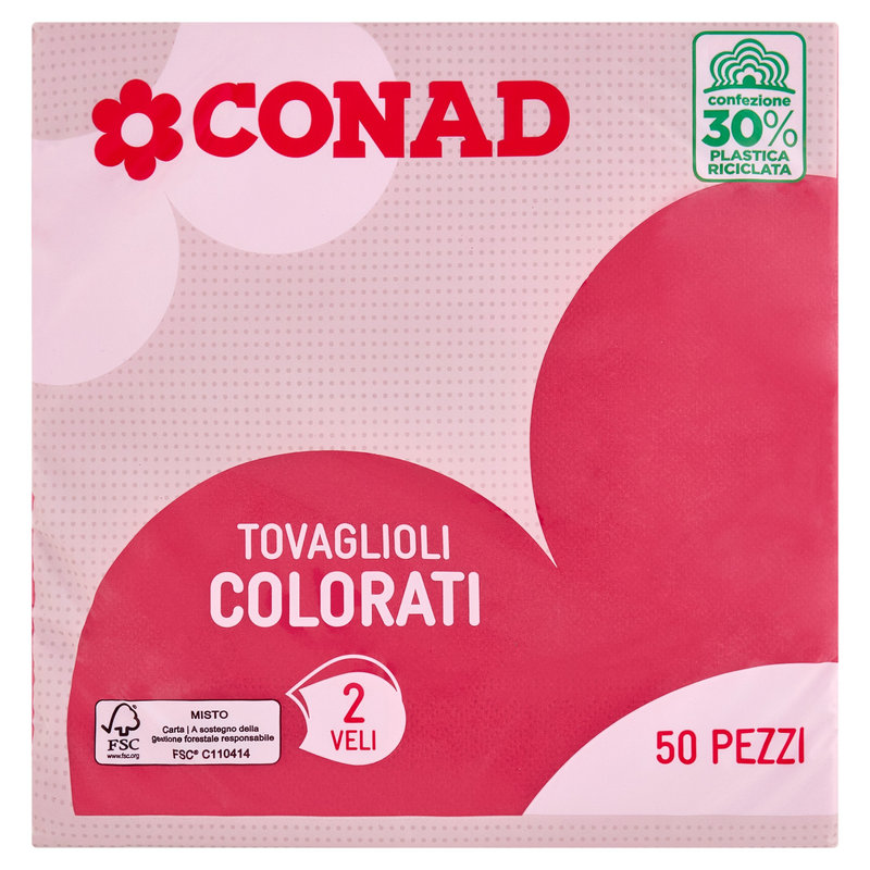 Tovaglioli rossi 2 veli 50 pz Conad online | Conad