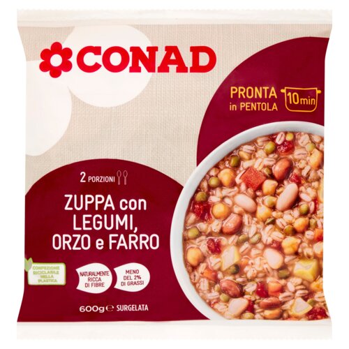 Zuppa con Legumi, Orzo e Farro Surgelata Conad | Conad Zuppa con Legumi, Orzo e Farro Surgelata Conad | Conad