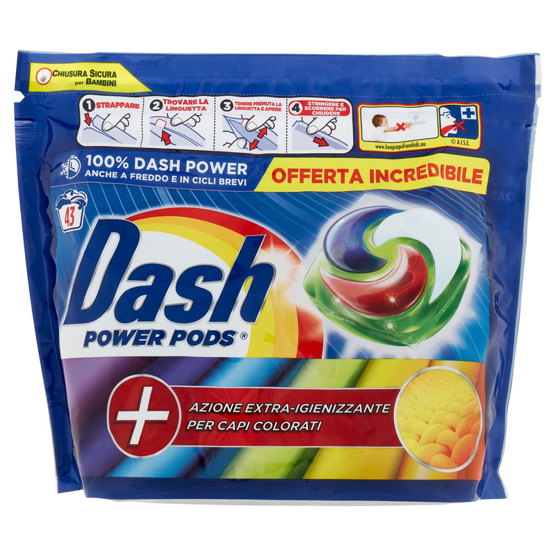 Dash Power Pods Extra-Igienizzante Colorati 43 Lavaggi Conad online | Conad