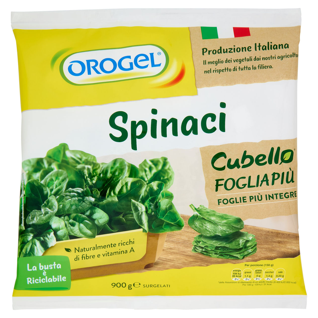 Orogel Cubello Spinaci Foglia Più Surgelati 900 g | Conad