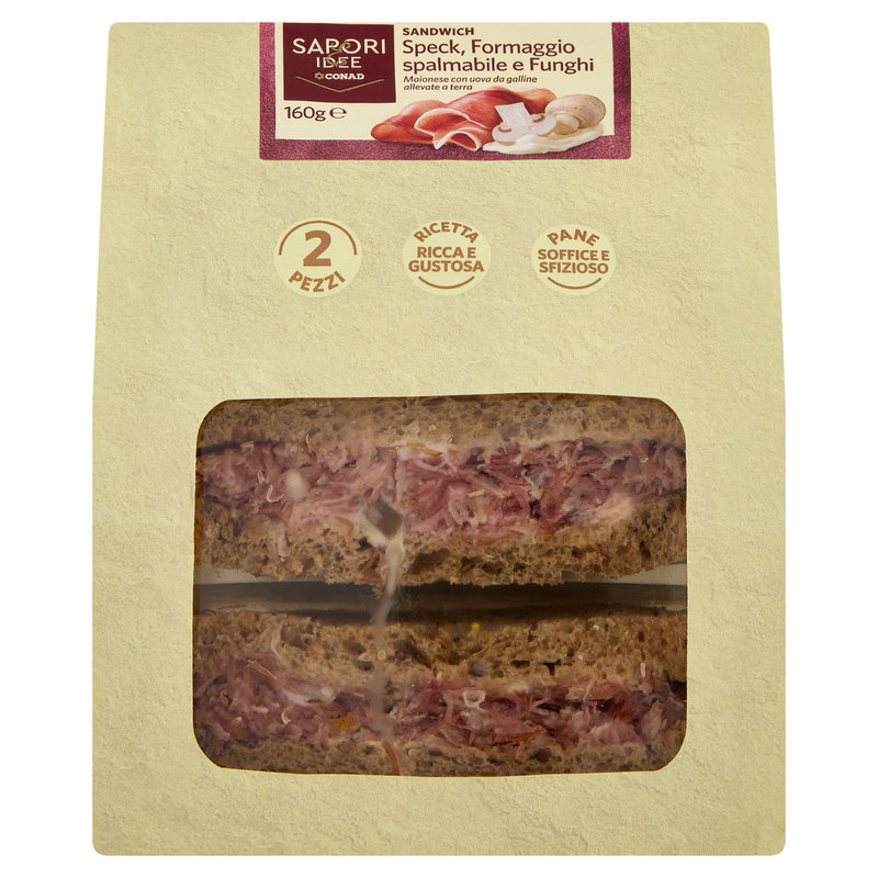 SAPORI & IDEE CONAD Sandwich Speck, Formaggio spalmabile e Funghi 2 ...