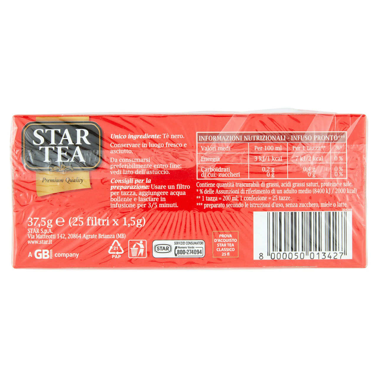 Star Tea Classico 25 x 1,5 g in vendita online | Conad